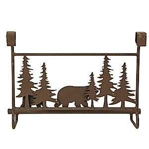 Metal Rustic Black Bear Family Door Mounted Towel Rack Kitchen Cabinet Organizer