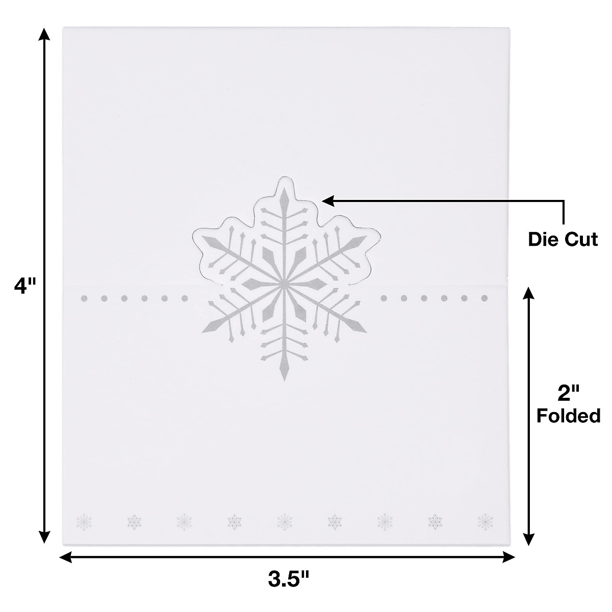Gift Boutique 100 Pack Christmas Cards Holiday Seating Name Card Die Cut Xmas Snowflake Table Setting Folded Paper Tent Cards for Winter Wonderland Dinner Wedding Tables Party Decorations 2" x 3.5"
