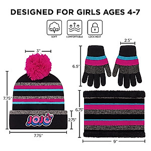 Nickelodeon Girls Winter Hat, Scarf, And Kids Gloves Sets, Jojo Siwa Beanie For Ages 4-7