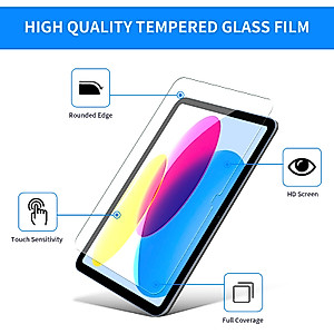 avakot 2 Pack Tempered Glass Screen Protector for iPad 10th Generation 10.9" 2022 | Screen Protector for iPad 10.9 Inch 2022 Tempered Glass Film for iPad 10 Gen Touch Sensitive Anti-Scratch