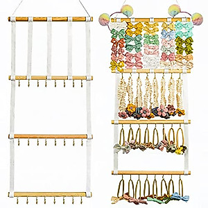 HMSOFTEST Headband Holder Hair Bow Organizer for Girls, Hanging Baby Girls Bows Accessories Storage Organizer Rack Newborn Hair Clips Holder Home Decor for Wall, Door, Room, Closet (White)