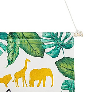 Sparkle and Bash Custom Safari Baby Shower Decorations Canvas Welcome Sign with Sticker Sheets (3 Pieces)