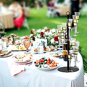 Black Metal Cocktail Tree Stand Cocktail Tasting Display Stand 12 Holders Spiral Staircase Drink Server for Champagne Martini Margarita Bar Weddings Bridal Shower Birthday New Year Celebration Events