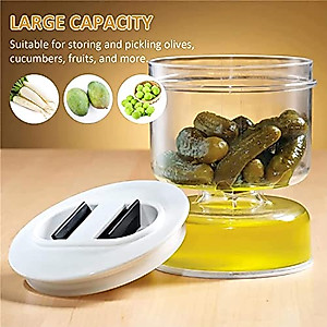 XCVBNM Pickle and Olive Hourglass Jar - Pickle Jar with Strainer Flip, Pickle Grabber, Juice Separator, Pickle Container, Kimchi Jar for Airtight Food Storage