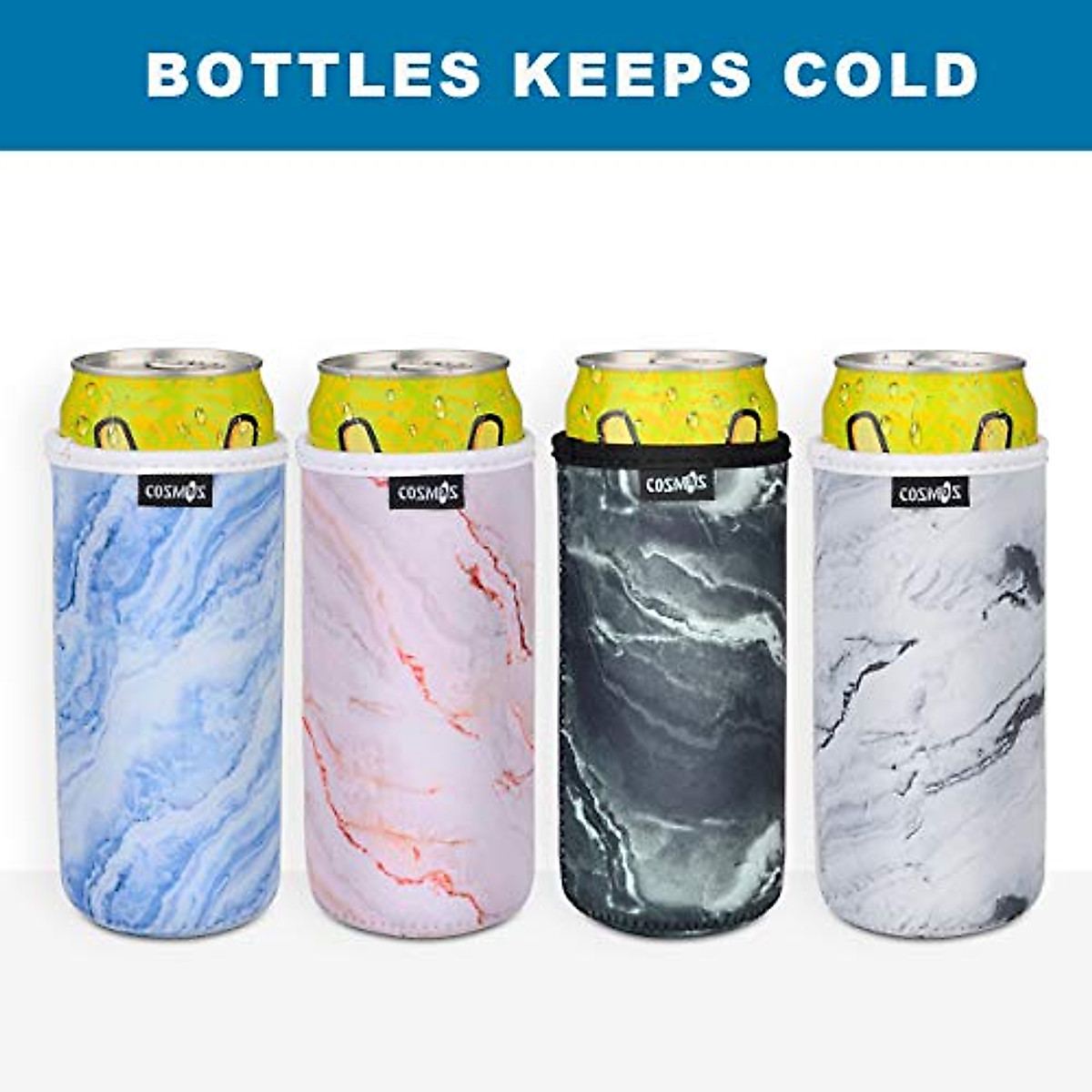 CM Pack of 4 Tall Boy Can Sleeves Soft Neoprene Tallboy Can Covers Bottle Insulators Can Cooler for 24 Fluid Ounce Energy Beer Beverage Drink Cans