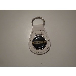 1965 - 1970 SHELBY GT-350 GT350 GOLD SIDE STRIPE LOGO LEATHER KEYCHAIN - WHITE