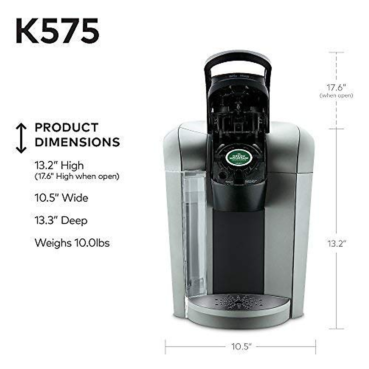 Keurig K575 Coffee Maker, Single Serve K-Cup Pod Coffee Brewer, Programmable Brewer, Platinum