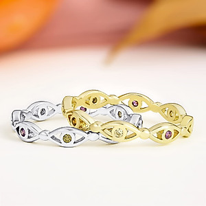 JIANGYUE Evil Eye Infinity Ring for Women Colorful Cubic Zirconia Eyes Stackable Engagement Rings Wedding Jewelry Gift Size 9