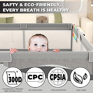 HEIZO Large Baby Playpen for Babies and Toddlers, 71''x59'' Play Yard, Safety Baby Fence Area with Zipper Gate and Anti-Slip Base for Indoor & Outdoor Activity