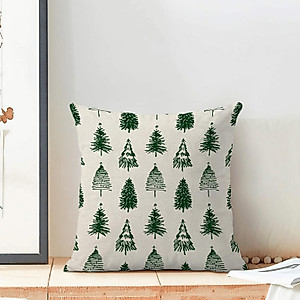 AEIOAE Christmas Pillow Covers 18x18 Inch Set of 2 Green Christmas Trees Throw Pillows Case,Holiday Outdoor Decorative Farmhouse Winter Decor Cushion Covers for Home Sofa Bed Couch