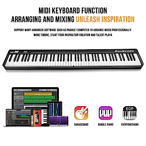 Soulmate Folding Piano Keyboard 88 Keys, Portable Electric Keyboard with Bluetooth MIDI, Full Size Digital Piano Semi-Weighted Touch Sensitive, with Storage Bag for Beginner