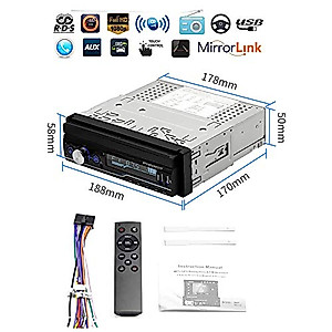 Regetek Single Din Car Stereo 7 inch Bluetooth Car Audio Video Player RDS FM AM Car Radio Player USB/AUX/TF HD Telescopic Retractable Capacitive Touch Screen