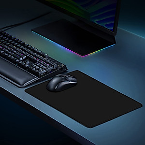 AREYTECO Mouse Pad, Black Mouse Pad, 11.8"x9.8"x0.12"Upgraded Durable Medium Mouse Pad with Stitched Edge, Classic Gaming Mouse Pad Non-Slip Rubber Base Waterproof Mouse Pad for Laptop, Office, Home