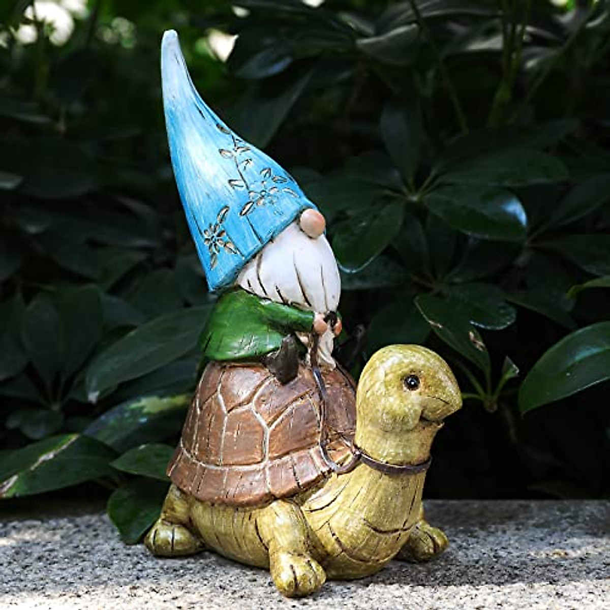 CYnice Garden Gnome Statue Outdoor Decor - Garden Gnomes Sitting on Turtle Statue for Garden Yard Patio Lawn Decorations,Gnome Gifts