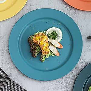 Kyraton 10 Inch Large Plastic Plates 8 Pieces, Dishwasher Safe, Unbreakable And Reusable Light Weight Dinner Plates Microwave Safe BPA Free (Mutil Color)