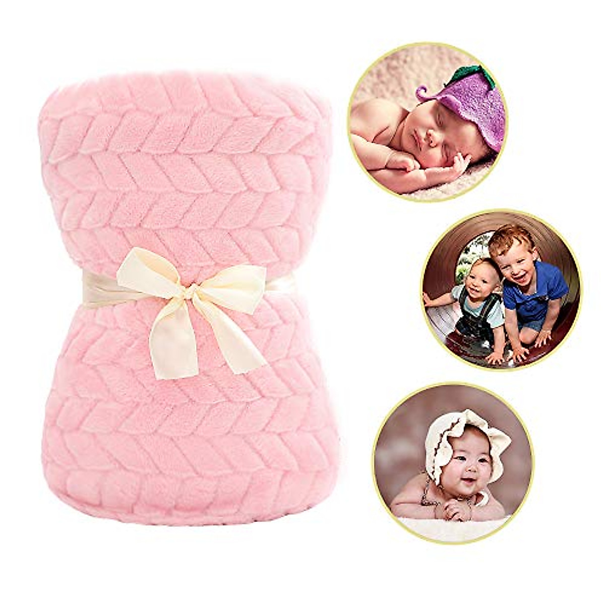 Baby Blanket Flannel, Cozy Throw Blankets for Newborn Infant and Toddler, Super Soft and Warm Receiving Baby Blanket for Crib Stroller (Pink 30 * 40")