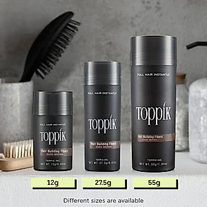 Toppik Hair Building Fibers, Dark Brown, 27.5g, Fill In Fine or Thinning Hair, Instantly Thicker, Fuller Looking Hair, 9 Shades for Men and Women , 0.97 Oz (Pack of 1)