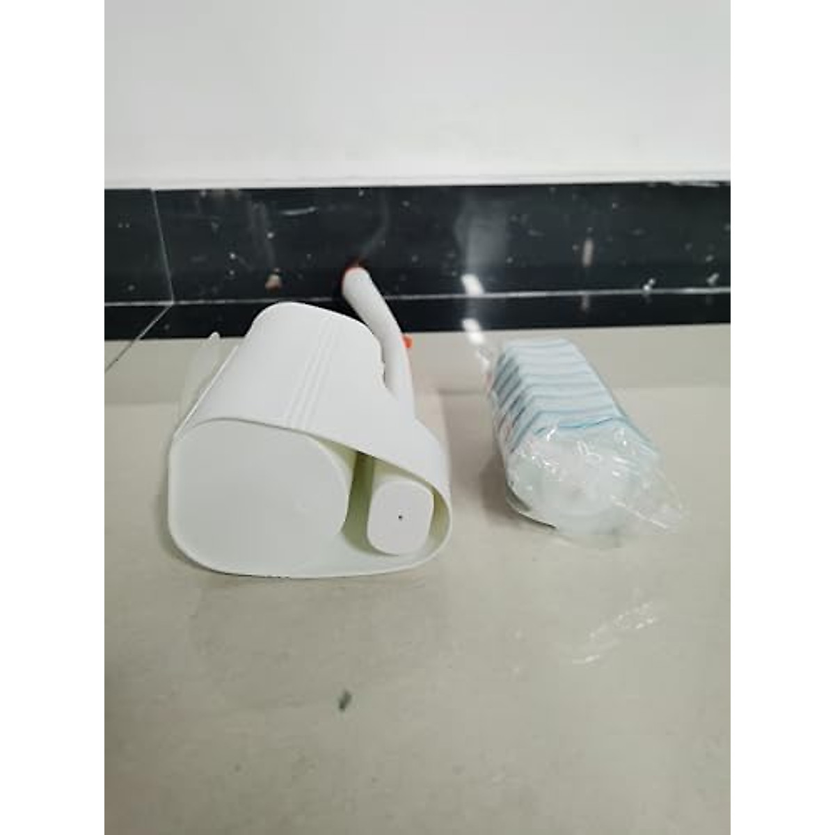 JEHONN Disposable Toilet Bowl Cleaner Wand with 40 Cleaner Refills, Wall Mounted Long Handle Compact Bathroom Scrub Brush Holder Set for Sink Bathtub Wash Basin Mop Pool (Orange)