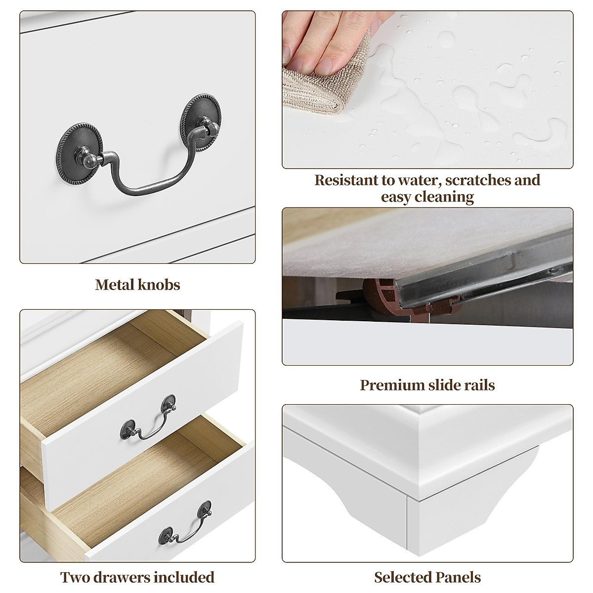 Yaheetech Fully-Assembled Nightstands Set of 2, 2-Drawer Nightstands Large Classic Bedside Tables with Storage, Wooden Painted Storage Cabinet for Bedroom, 21.5″L×16″W×24.5″H, White