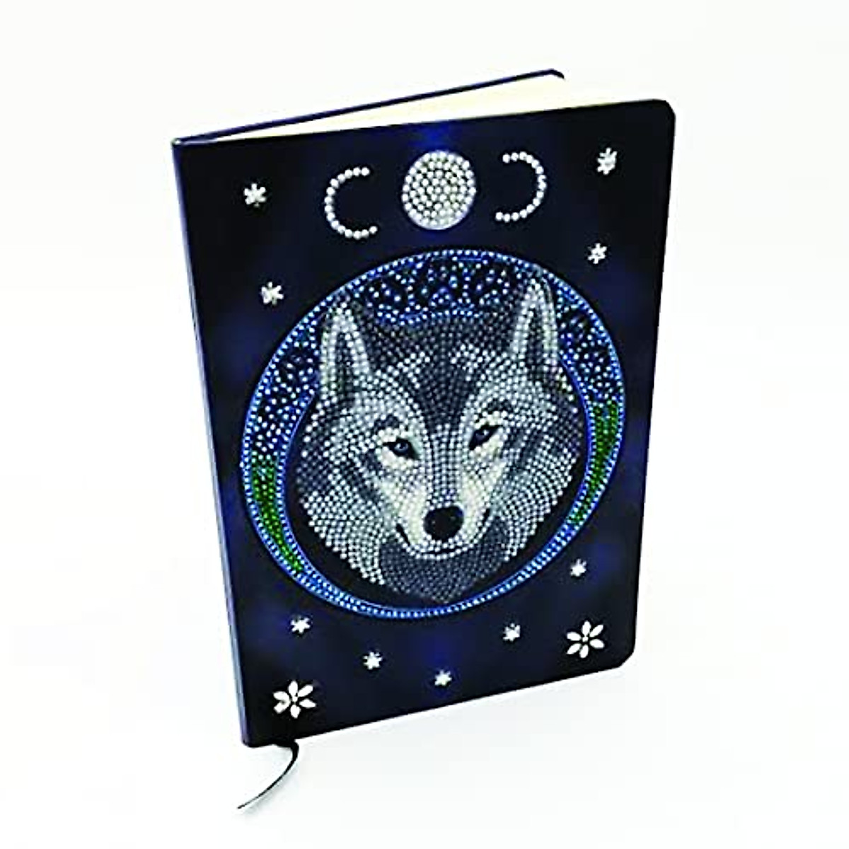 Crystal Art Diamond Painting Notebook - Lunar Wolf - Create a Sparkling Notebook Cover Using Crystals - for Ages 8 and up