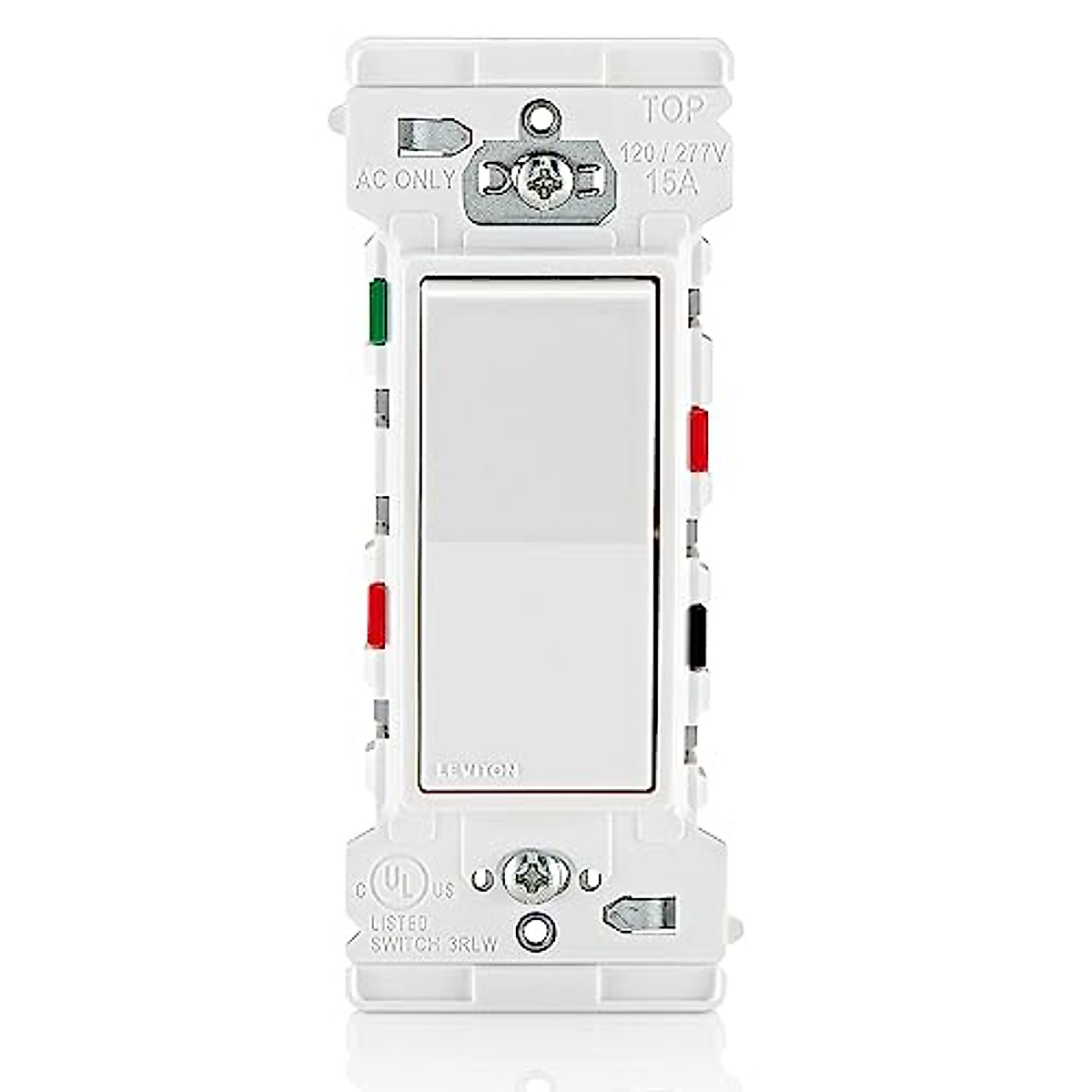 Leviton E5603-SW Decora Edge 15 Amp 3-Way Rocker Switch, White