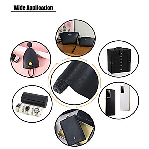 CDY Toothpick Texture Faux Leather Roll: Solid Color Faux Leather Sheets 13.8"X53" PU Fabric Leather Perfect for Crafts Handbags Wallets Jewelry Earrings Bows Making (Black)