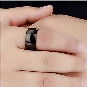 Ofeiyaa Titanium Steel Rings for Men Women Engagement Wedding Band Matte Brushed 8mm Comfort Fit Size 13.5