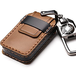 DLUBCZ Keychain Fob Cover Case Compatible with Honda Keyless Remote Control for Civic Accord Pilot CRV HRV CRZ Odyssey Ridgeline JED Crosstour Crider and Spirior etc. (C-Brown)