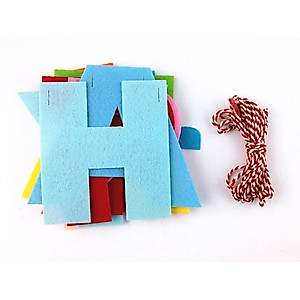 Honbay 1 Felt String Happy Birthday Party Banner and 1 String Colorful Star Banner