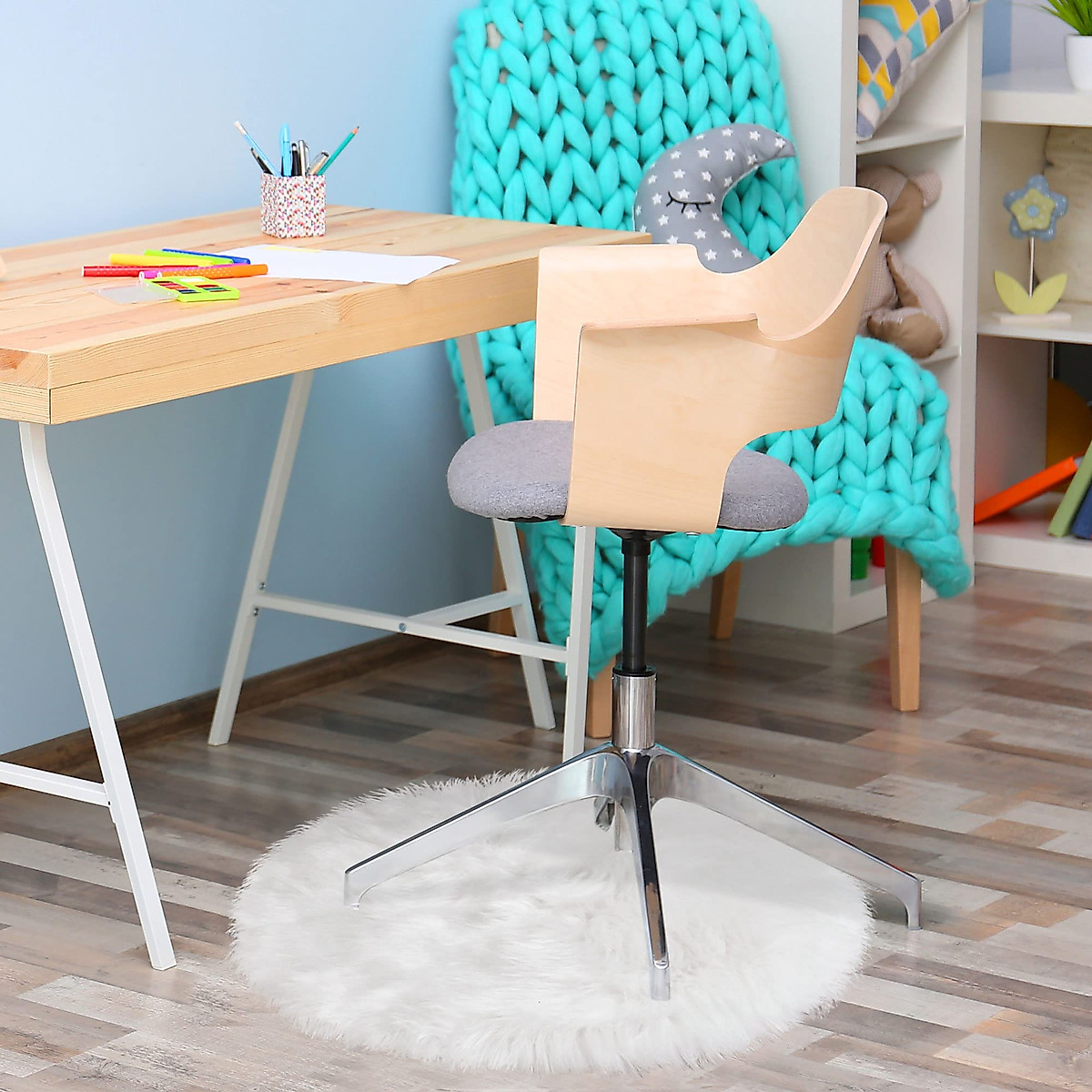 uxcell Faux Fur Round Rug,Fluffy Area Mat,Fluff Rugs for Bedroom Floor Sofa Living Room 2 x 2 Feet Snow White