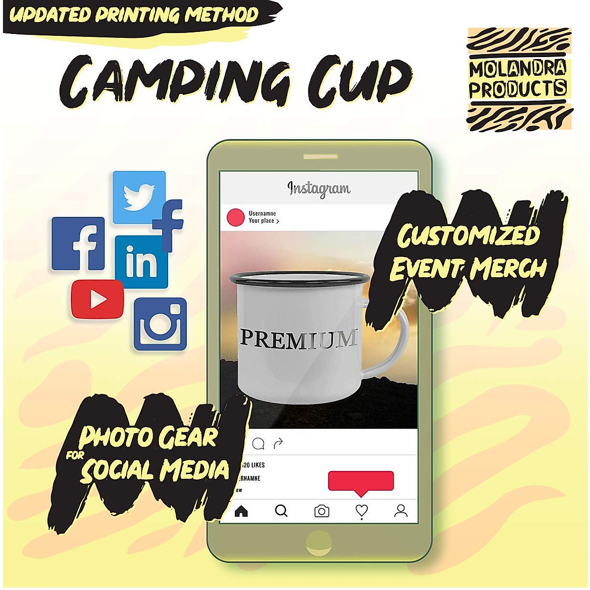 #sleighing - 12oz Hashtag Camping Mug Stainless Steel, Black