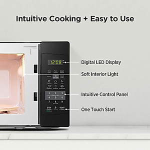 COMFEE' EM720CPL-PMB Countertop Microwave Oven with Sound On/Off, ECO Mode and Easy One-Touch Buttons, 0.7cu.ft, 700W, Black