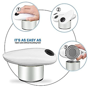 Touch Can Opener Battery Operated, Ergonomic Knob Electric Can Opener Safe Cut Environmental Protection for Cooks Housewives Elderly for Dining