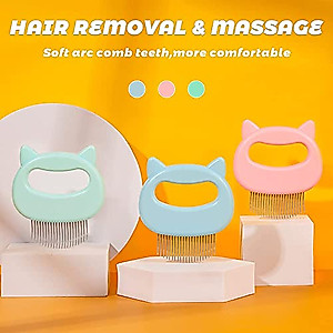 Cat Comb Pet Cat Short & Long Hair Removal Massaging Shell Comb Soft Deshedding Brush Grooming and Shedding Matted Fur Remover Massage Dematting Tool for Dog Puppy Rabbit Bunny (3 Piece)