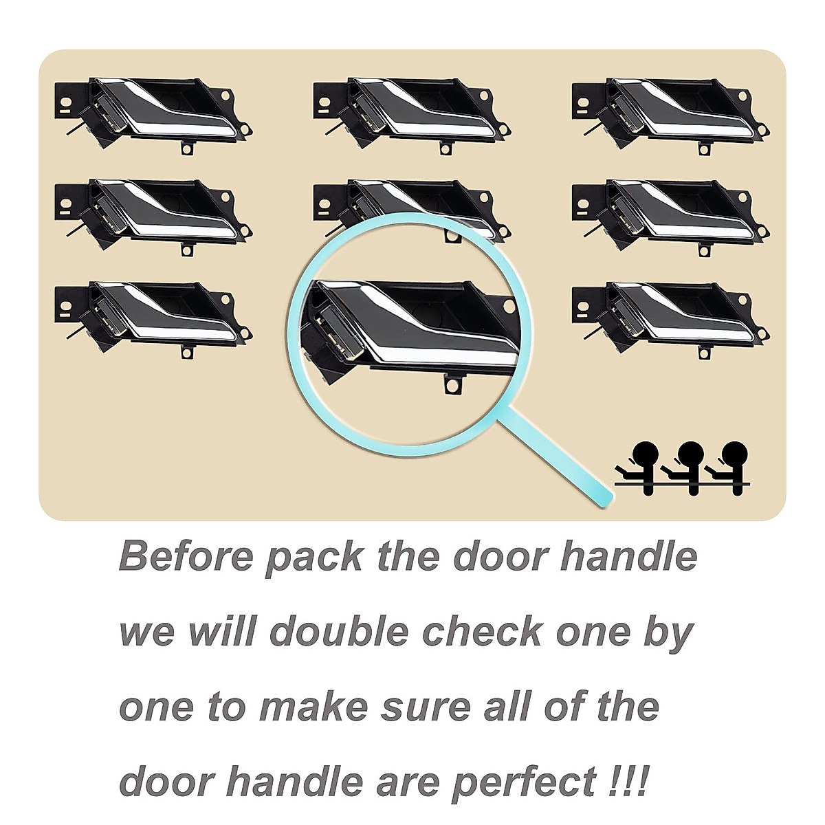 Interior Door Handle Driver-Side Left Front or Rear LH Chrome Replacement For 2012-2015 Chevrolet Captiva Sport, Replacement for 2008-2010 Saturn Vue, Replace 96861998 96660863 20983660 20983673