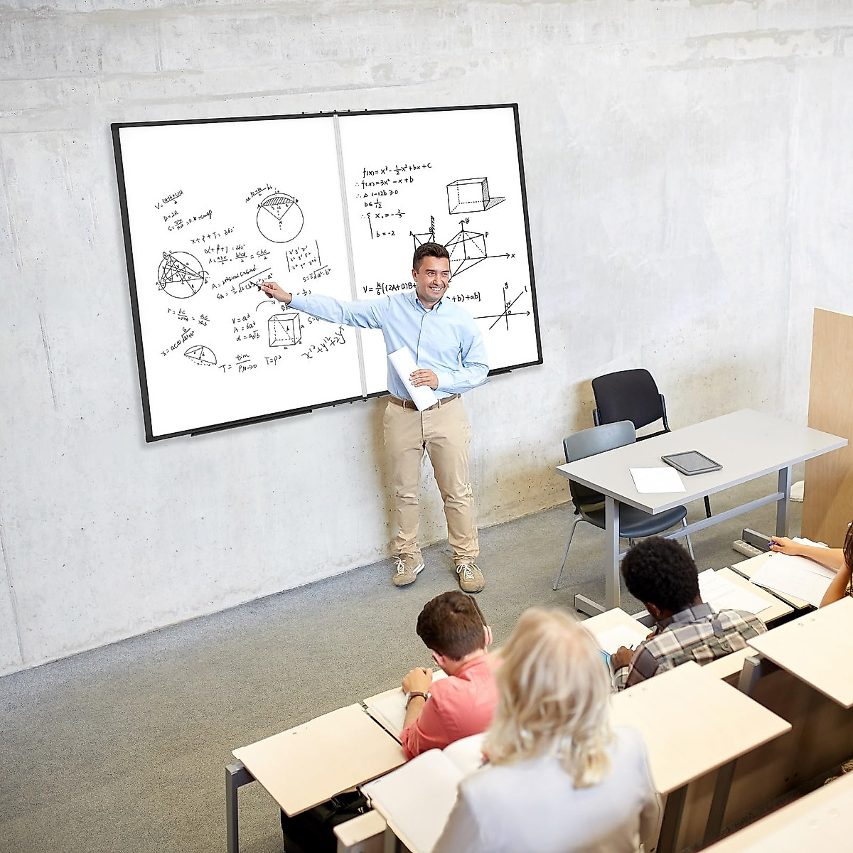 Magnetic Dry Erase White Board 48x36 Inch, 4x3 WhiteBoard Foldable Aluminum Frame Wall Mounted Dry Erase Board for School Office and Home