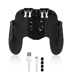 Mobile Game Controller Built-in Silent Cooling Fan 4in1 multitask controller Ergonomic Comfort by Tunes for Fortnite PUBG Knives Out Cross Fire,Call of Duty,Rules of Survival