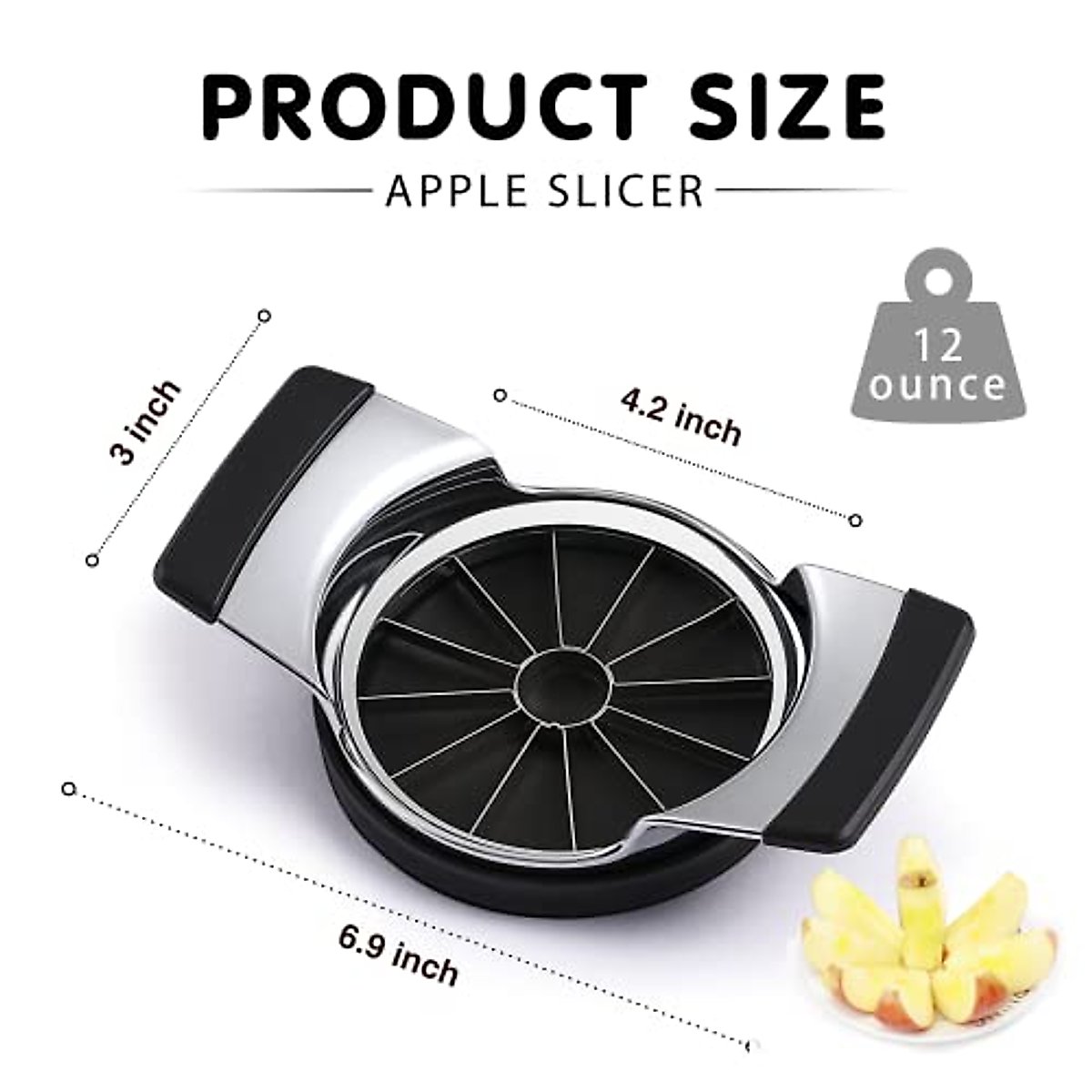 KITEXPERT Apple Cutter with Removable Base, Strengthened All-in-one Apple Slicer and Corer, Heavy Duty 12-Blade Apple Divider, Upgraded Apple Corer Tool for Apples, Pears, Orange