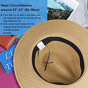 DRESHOW Women Panama Hat Fedora Beach Sun Wide Brim Straw Roll up Hat UPF 50+