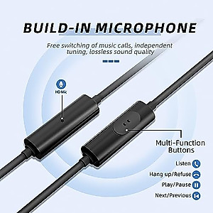 EP-06 Metallic Wired Earphones in-Ear Earbuds, Headset with Build-in Microphone Noise Isolating Headphone with 3.5mm Jack Long Cord 10mm Large Drivers HD Bass Audio for Music Podcast and More