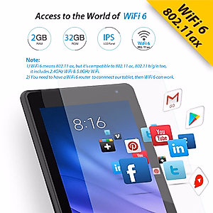 EGOTEK [Updated] 7 Inch WiFi Tablet, Android 10 GMS Certified OS, 2.5D Glass Touch Screen, Support WiFi 6 802.11 ax,1.5GHz Quad Core, 2GB+32GB, Fast Speed, Long Life Battery, Free Leather Case(Black)