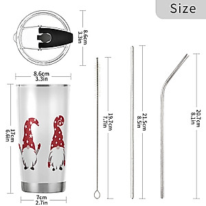 Yasala Christmas Tumbler Star Heart Hat Gnome Insulated Coffee Cup Back to School Beverage Container Office Travel Mug with Straw and Lid 20oz Holiday New Year Gift