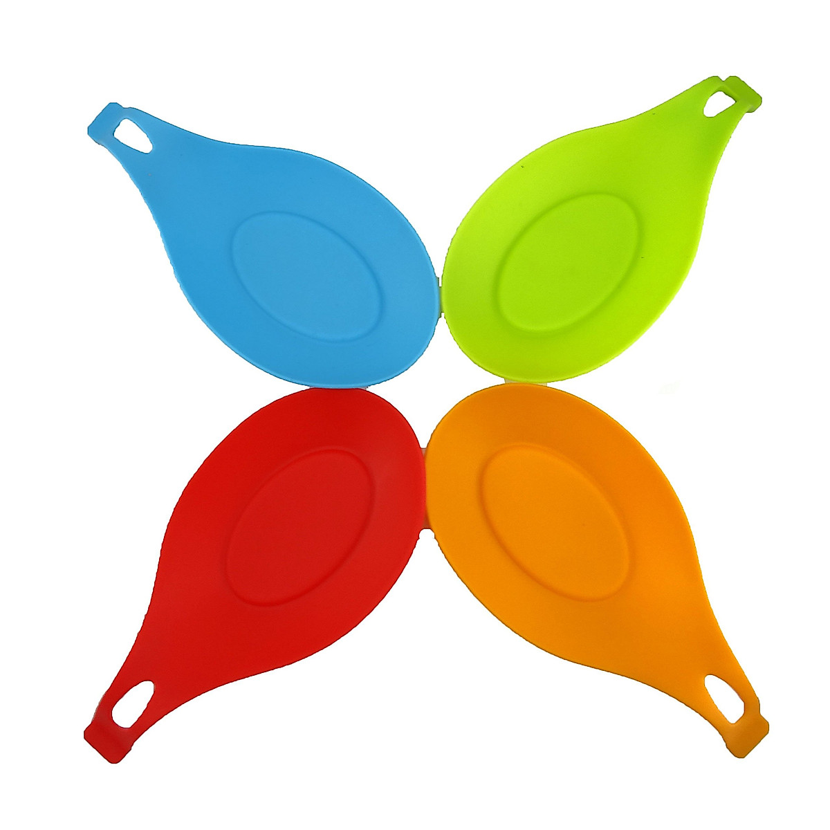 Honbay Flexible Almond-Shaped Silicone Spoon Rest - Multipurpose Kitchen Silicone Spoon Rest - Colorful, Durable, Heat-resistant, Dishwasher safe Silicone Spoon Rest, BBQ Brush Rest - 4 Pack