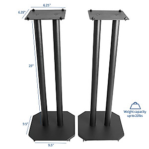 VIVO Premium Universal 25 inch Floor Speaker Stands for Surround Sound and Book Shelf Speakers, 2 Stands Included, STAND-SP03B…