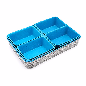 Welaxy Drawer organizers bins felt storage bin office organizer Shallow Small Desk organizer trays Draw dividers 7-piece (Turquoise)