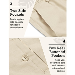 COOFANDY Men's Casual Linen Pants Cotton Elastic Waist Drawstring Trousers Light Khaki, Straight