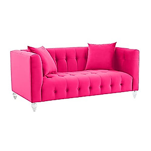 TOV Furniture Bea Hot Pink Velvet Upholstered Loveseat
