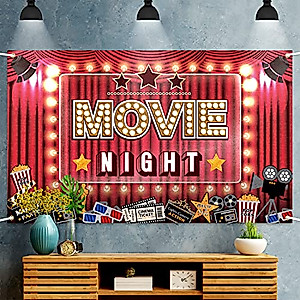 LASKYER Movie Night Hollywood Party Large Banner - Cheers to Film Theme Birthday Home Wall Photoprop Backdrop,Movie Night Party Decorations.