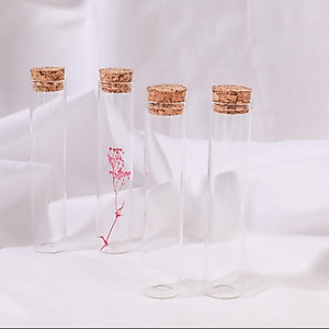 JODIO Glass Test Tubes,18PCS 55ml Clear Flat Test Tubes with Corks Stopper,for Scientific Experiments, Party Decorations, Candy Storage,as Bath Salt Containers(25x120mm)