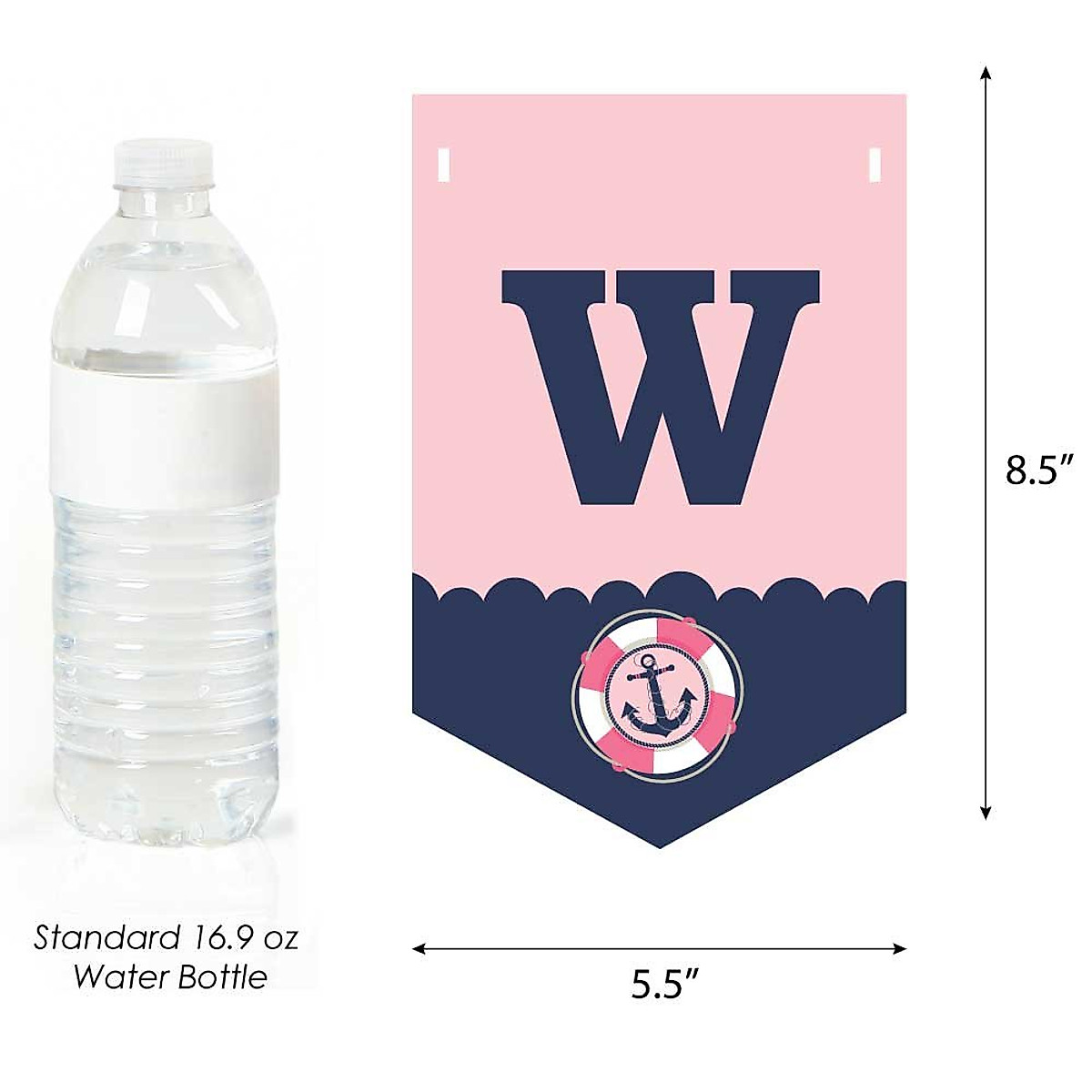 Big Dot of Happiness Ahoy - Nautical Girl - Baby Shower Bunting Banner - Anchor Party Decorations - Welcome Baby